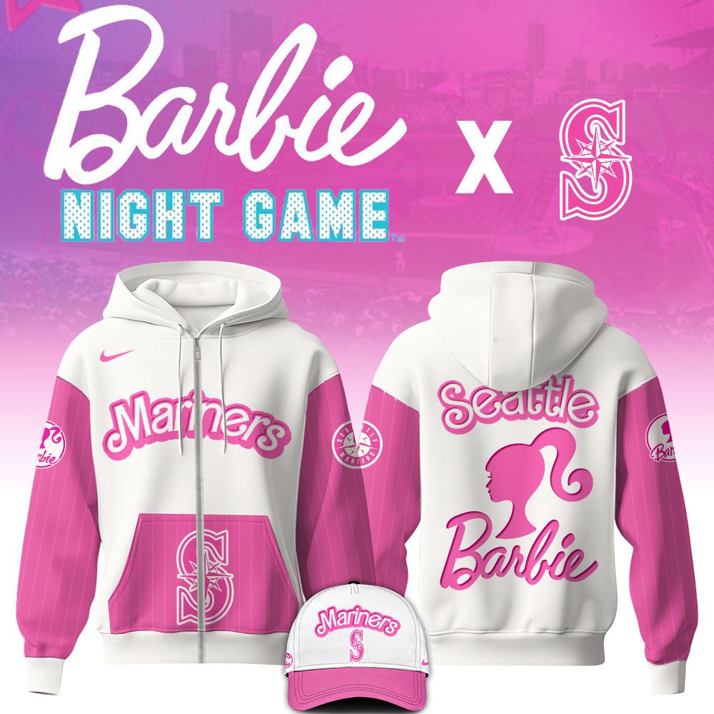 Seattle Mariners x Barbie Night Game Limited Edition Zip Hoodie 2025 ...